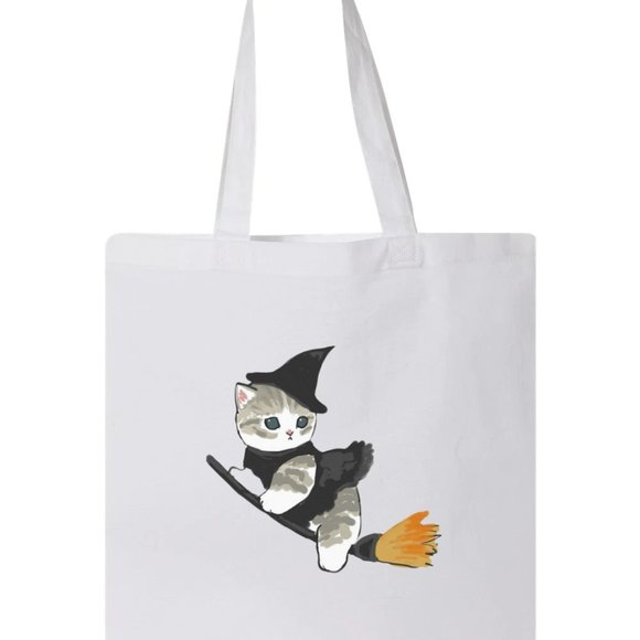 Bags | Halloween Witch Cat Riding Broom Aesthetic Design | Poshmark